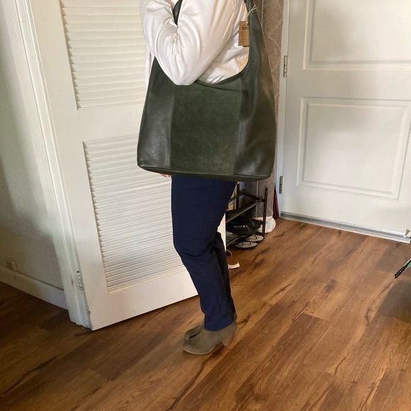Bags | Genuine Leather Olive Green Hobo Style Tote Bag | Poshmark